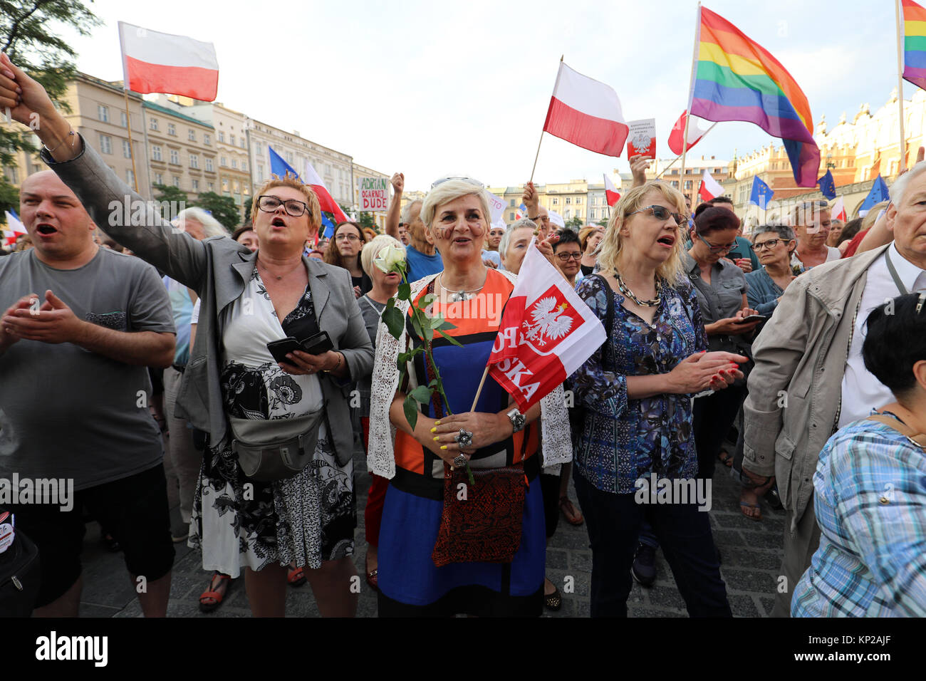 CRACOW, POLAND - JULY 23, 2017: Another day in Cracow thousands of ...