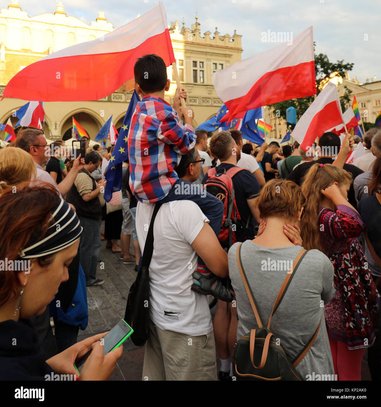 CRACOW, POLAND - JULY 23, 2017: Another day in Cracow thousands of ...