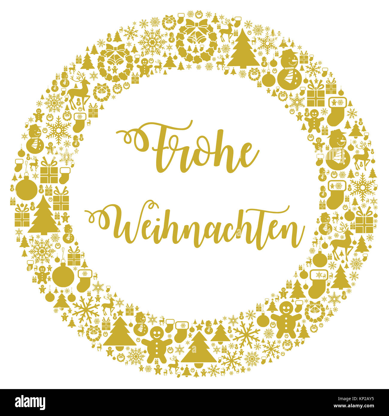 Merry Christmas illustration in German Stock Photo - Alamy