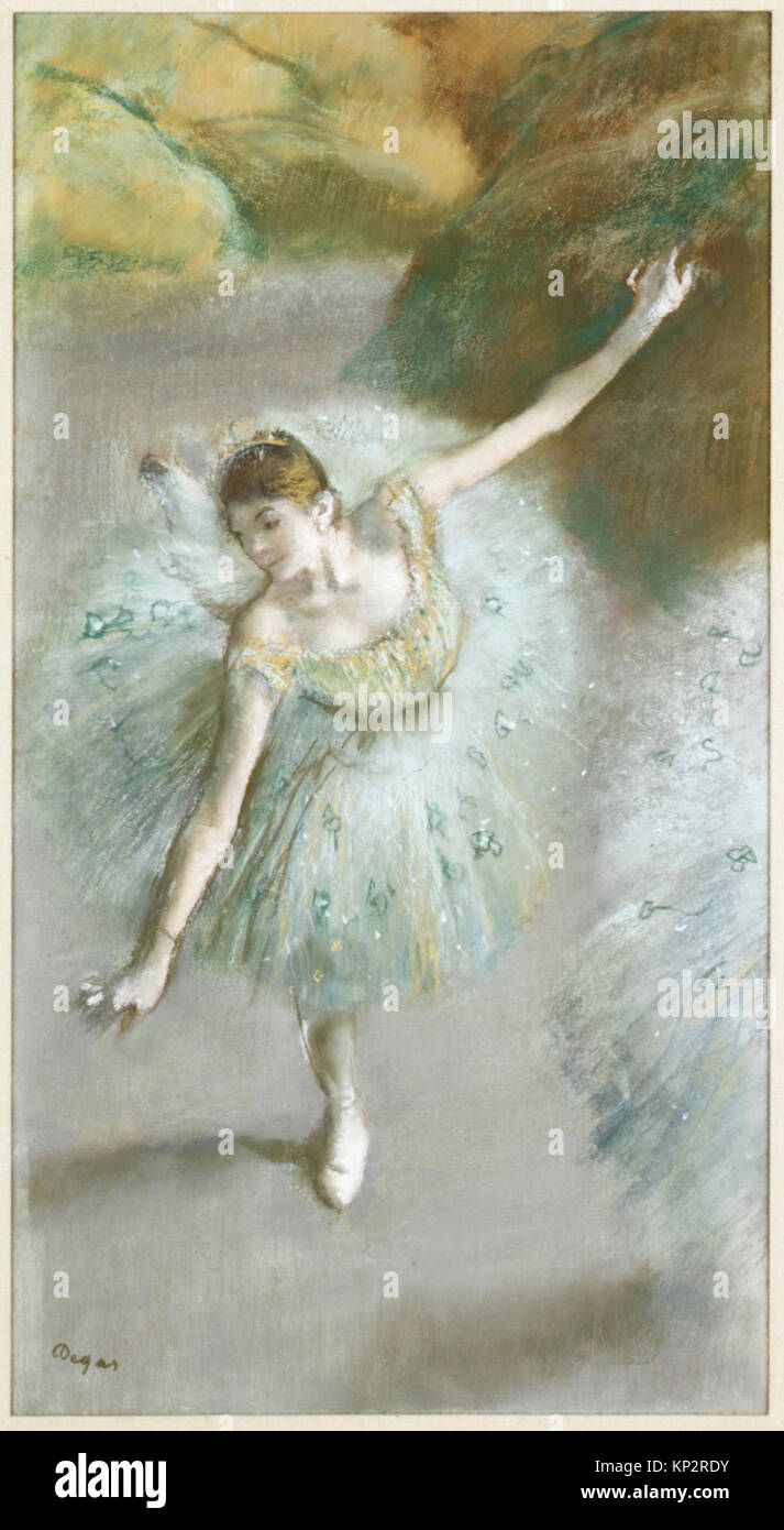 This 1883 pastel drawing by Edgar Degas portrays a dancer in green ...