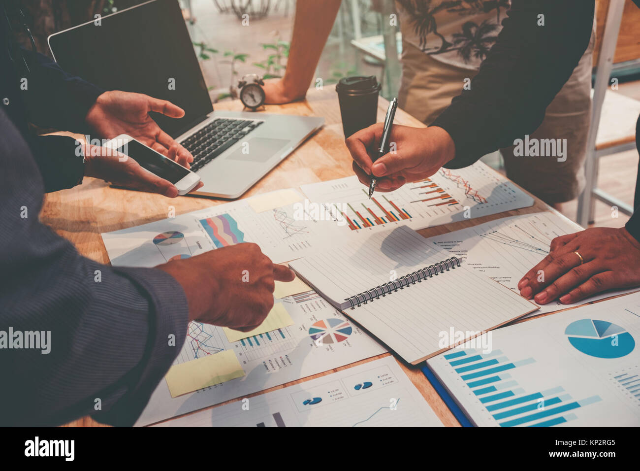 Teamwork Start up business team meeting working on Laptop new business ...