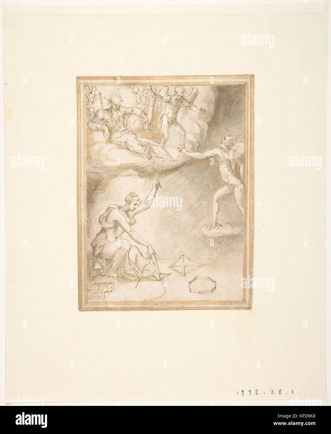 An Allegory- Female Figure with a Compass, God the Father Seated on ...