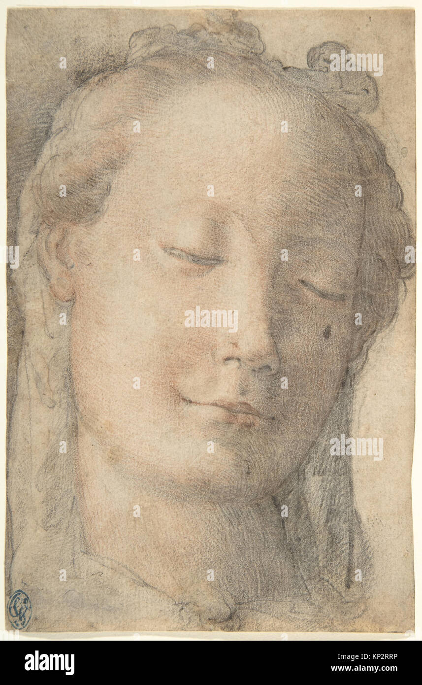 Head of a Young Woman in Three-quarter View Facing Right, with Lowered ...