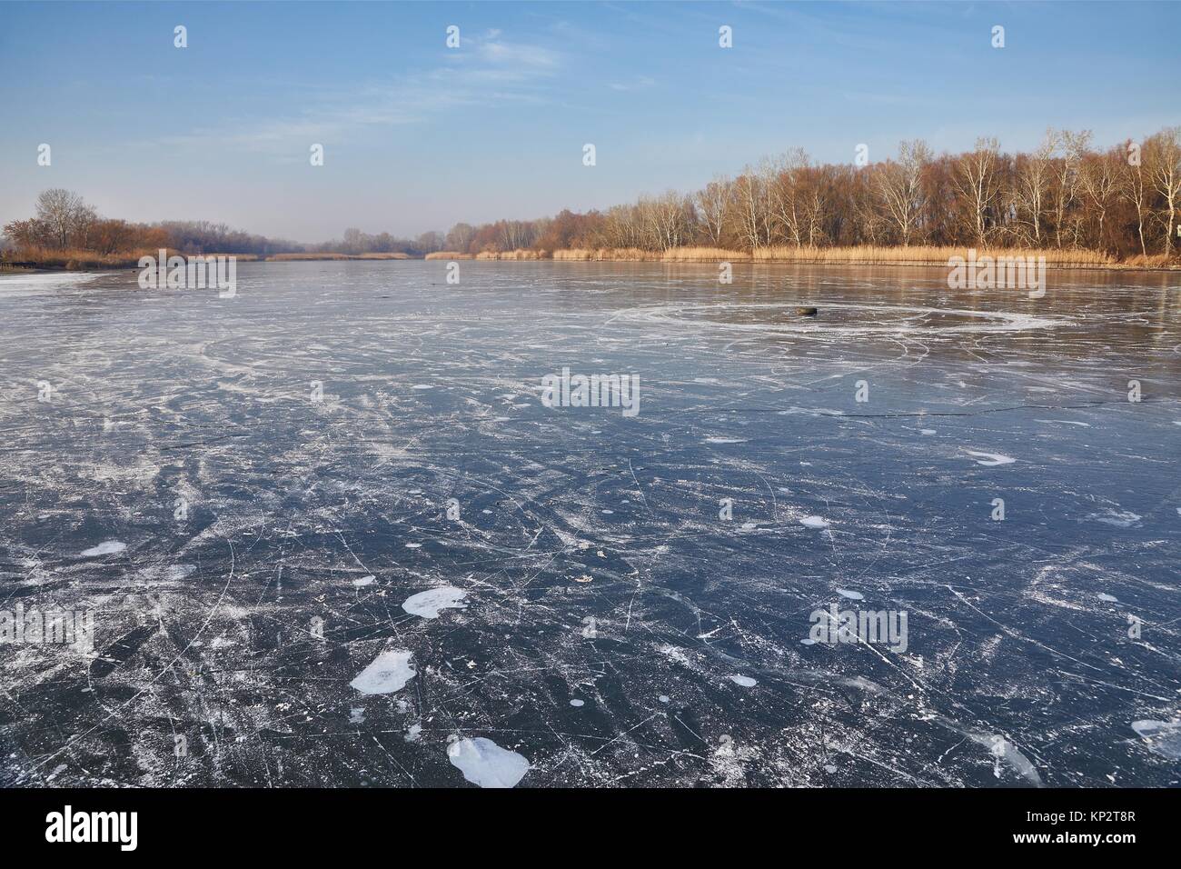 Frozen lake surface Stock Photo - Alamy