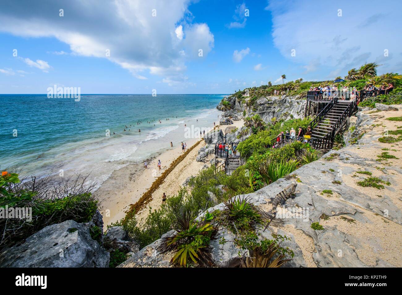 Caribbean sea from the mayan site of Tulum, Quintana Roo, Mexico Stock ...