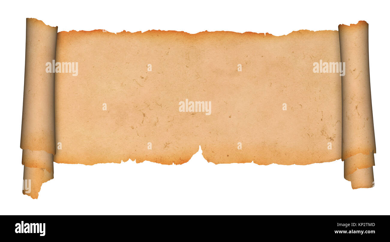 Medieval parchment on a white background Stock Photo - Alamy