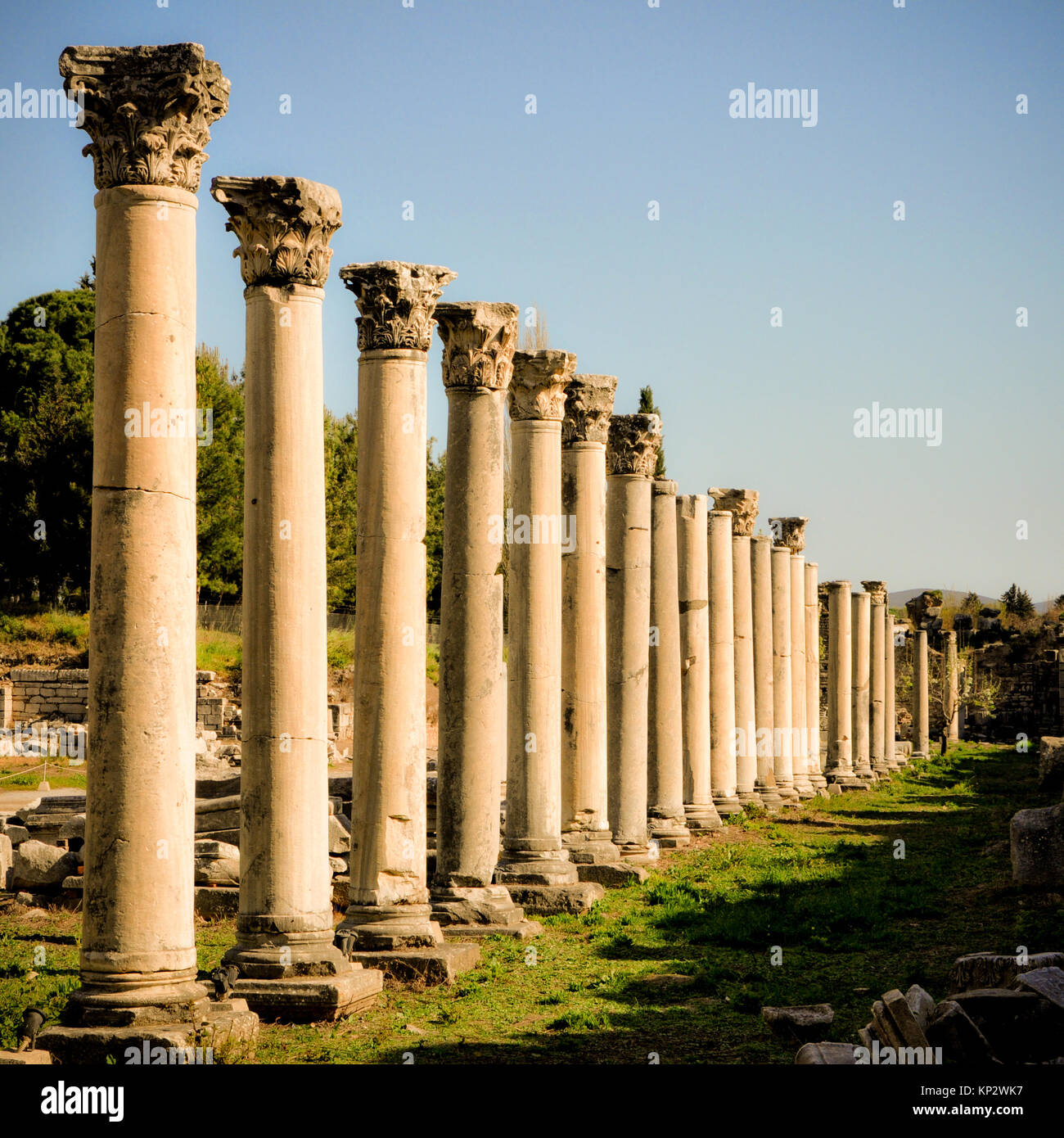 Row of Columns in Ephesus Stock Photo - Alamy