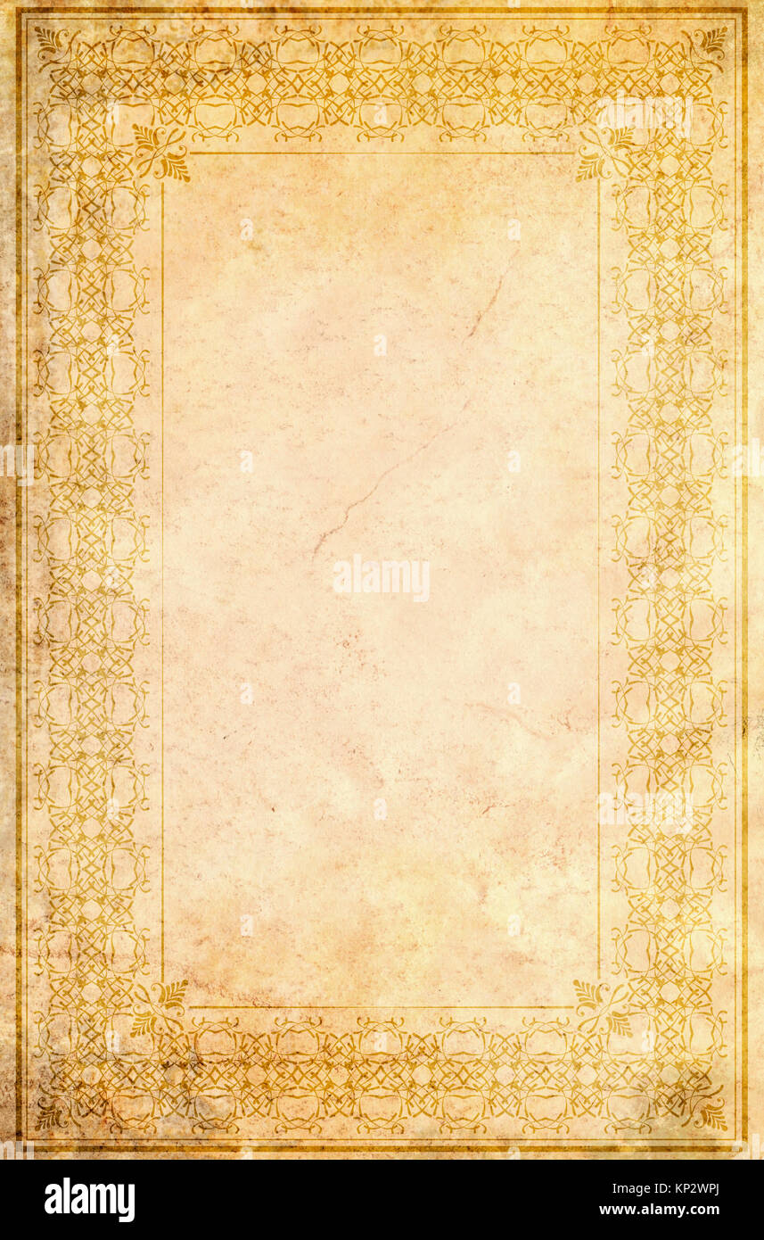 Old grunge paper texture with decorative vintage frame.Natural old ...