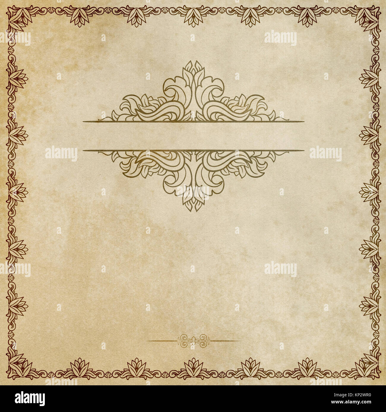 Old paper background with decorative border for the design. Natural ...
