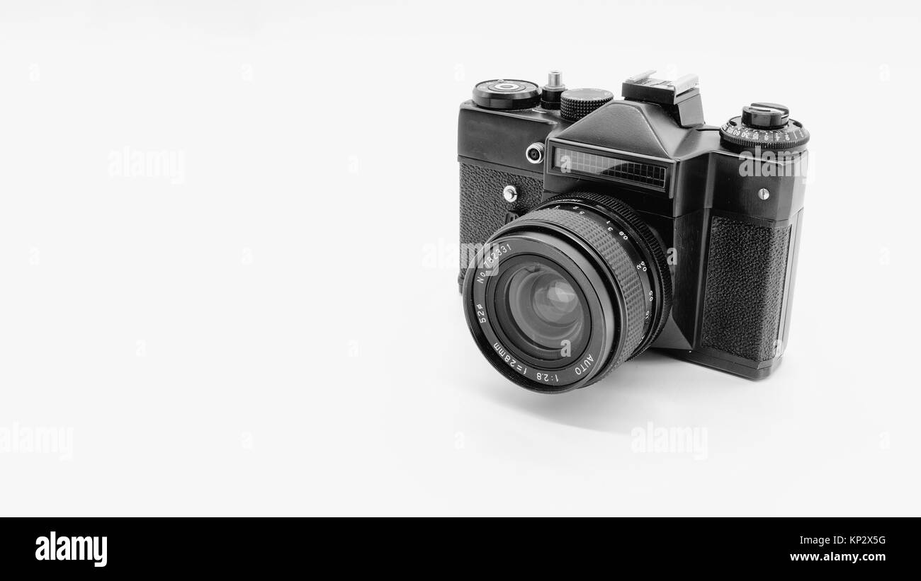 Old analog Camera on white Background Stock Photo - Alamy
