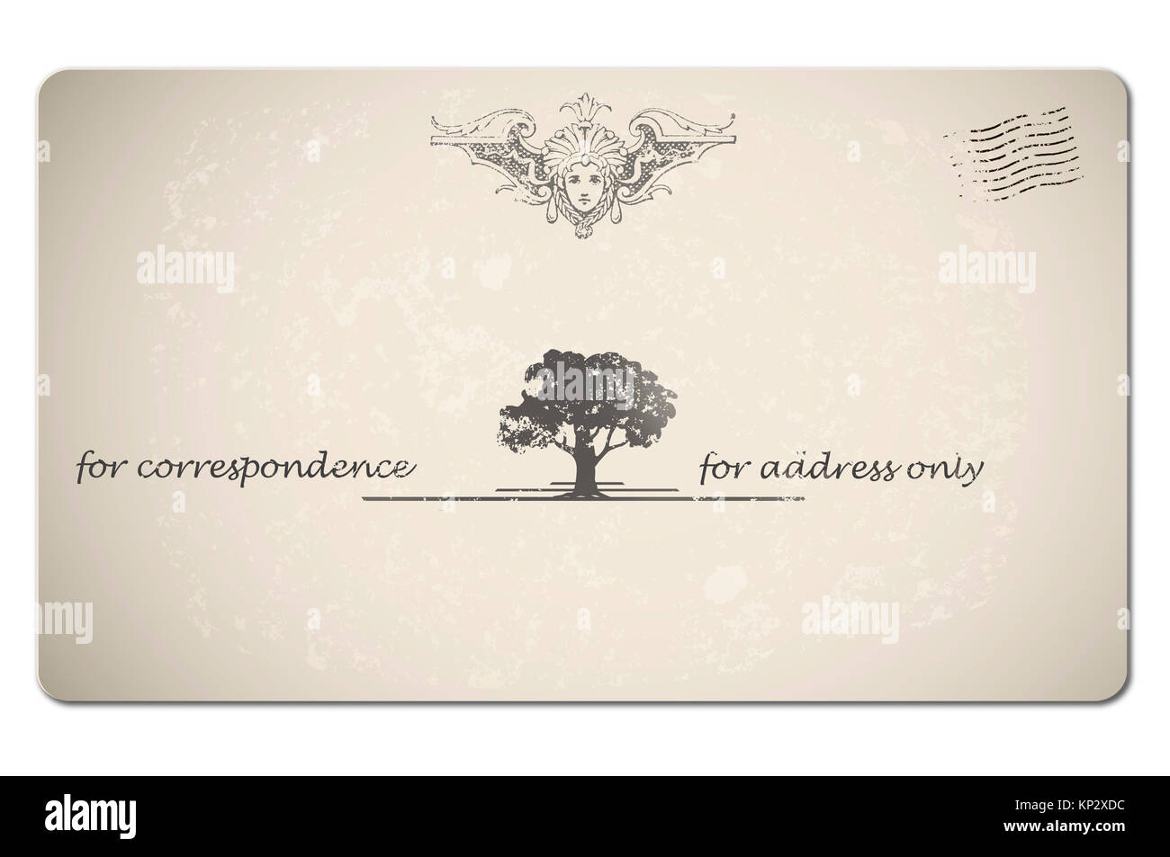 Old vintage postcard with stamp and decorative elements for the design ...