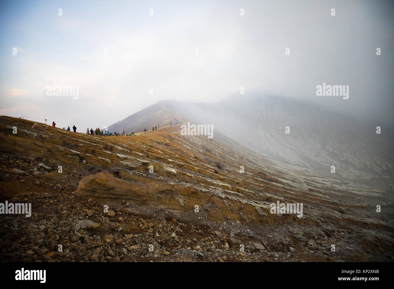 Volcanic Mountain with Smoke from Sulfur, volcano Ijen on Java in ...