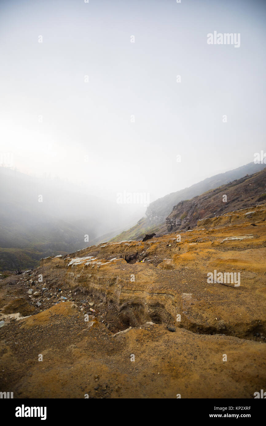 Volcanic Mountain with Smoke from Sulfur, volcano Ijen on Java in ...