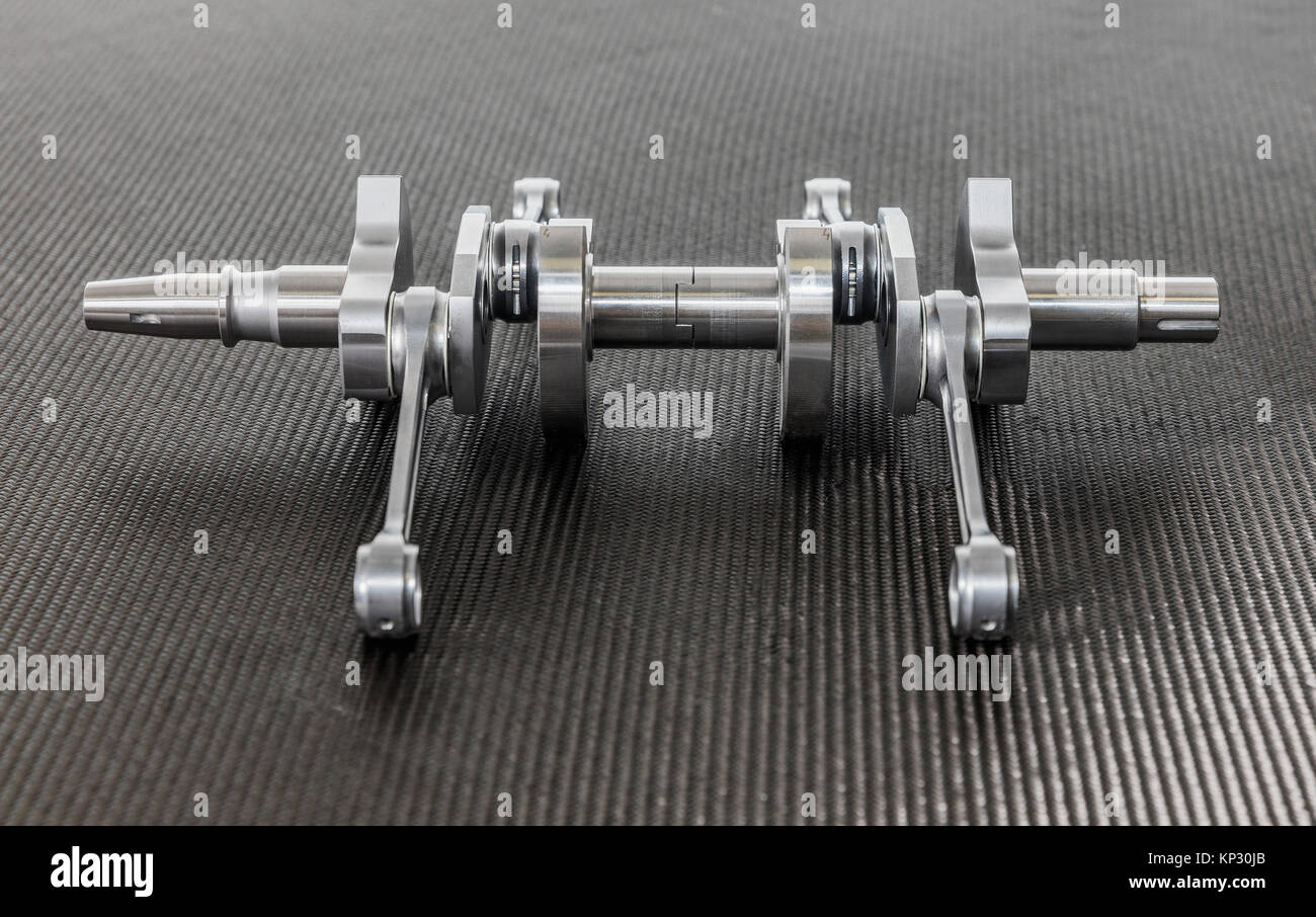 closeup crankshaft of the airplane engine on a kevlar substrate Stock ...