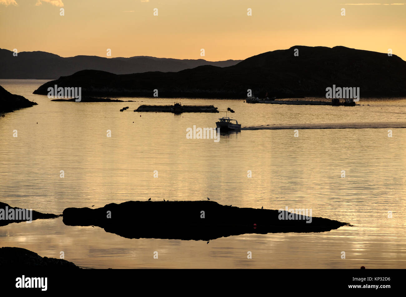 Autumn sun setting over Badcall Bay in Sutherland, northwest Scotland ...