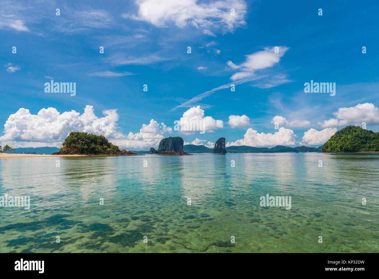 beautiful clouds over the calm sea bay in the Andaman Sea of Thailand ...