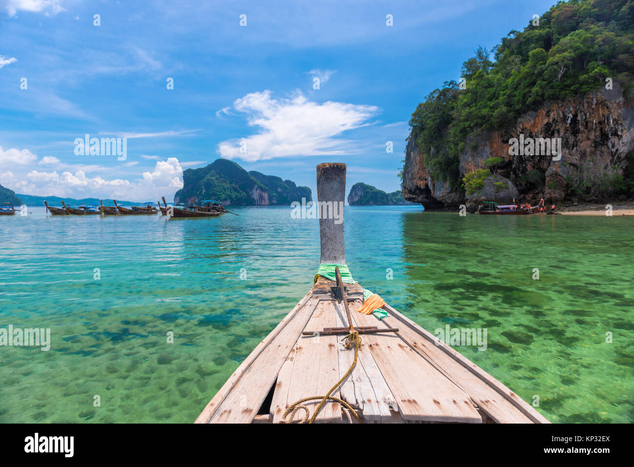 old wooden traditional boat in Thailand heading to beautiful islands ...
