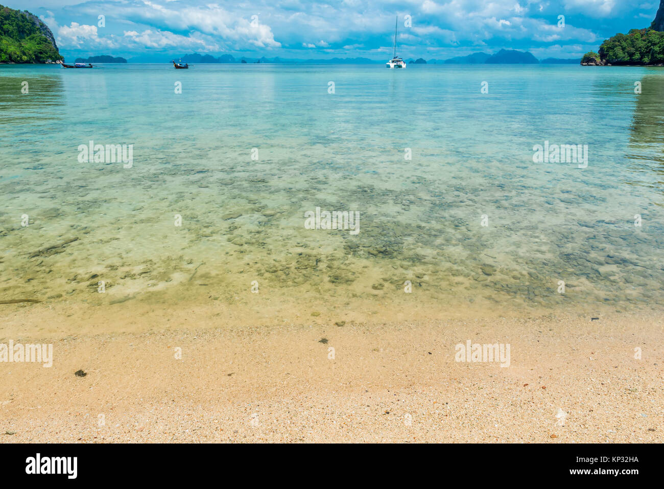 calm Andaman Sea, view from the beach to the sea and the horizon Stock ...