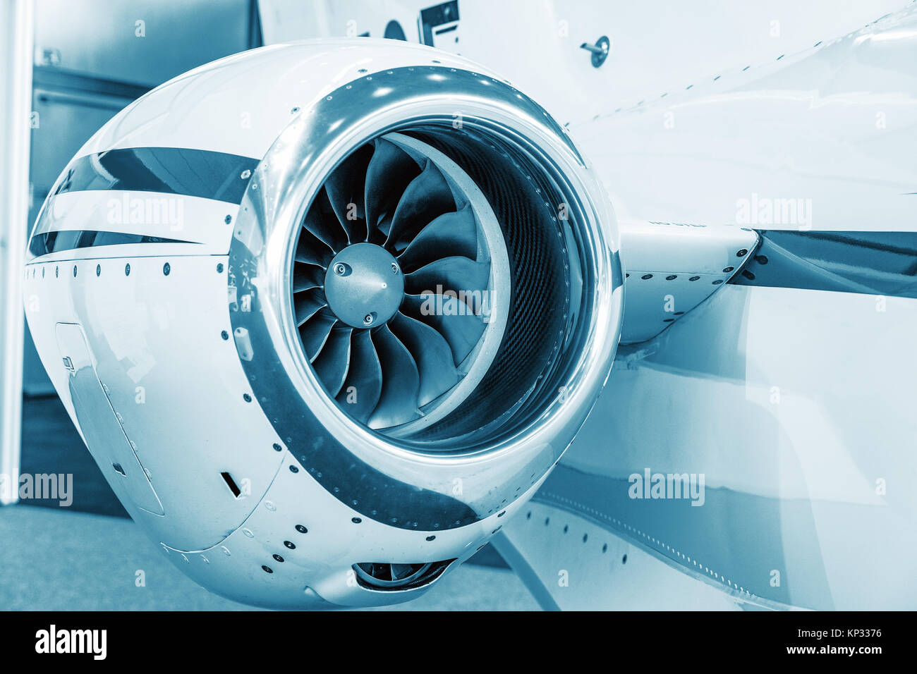 detailed insigh tturbine blades of an aircraft jet engine, colored ...