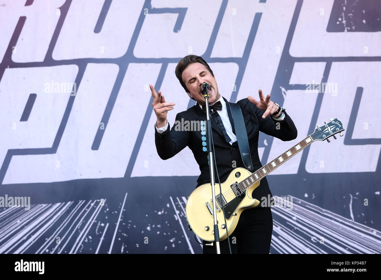 The Swedish rock band Royal Republic performs a live concert at the ...