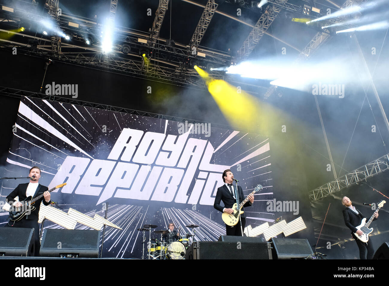The Swedish rock band Royal Republic performs a live concert at the ...