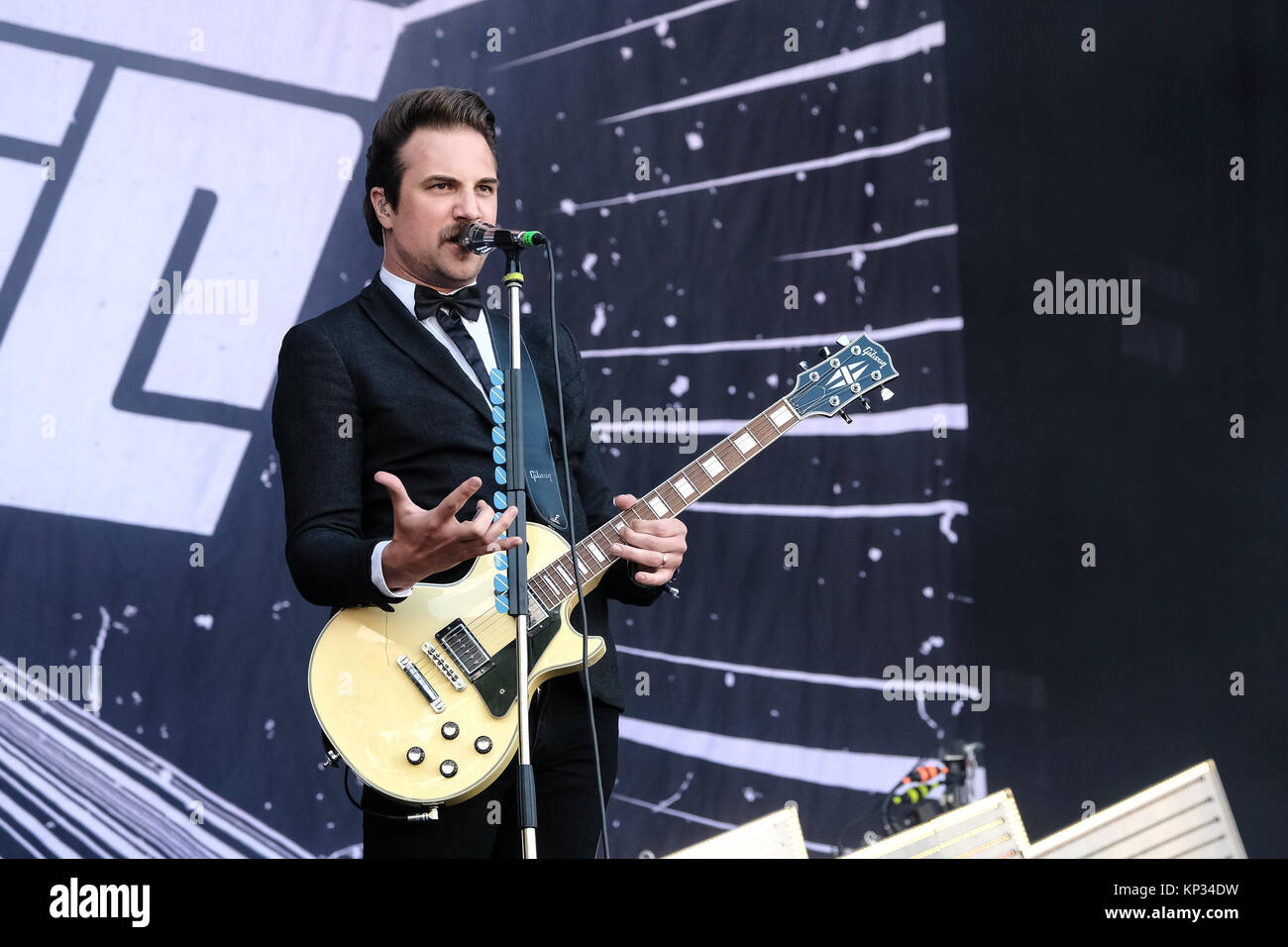 The Swedish rock band Royal Republic performs a live concert at the ...
