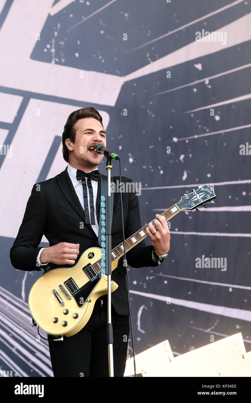 The Swedish rock band Royal Republic performs a live concert at the ...