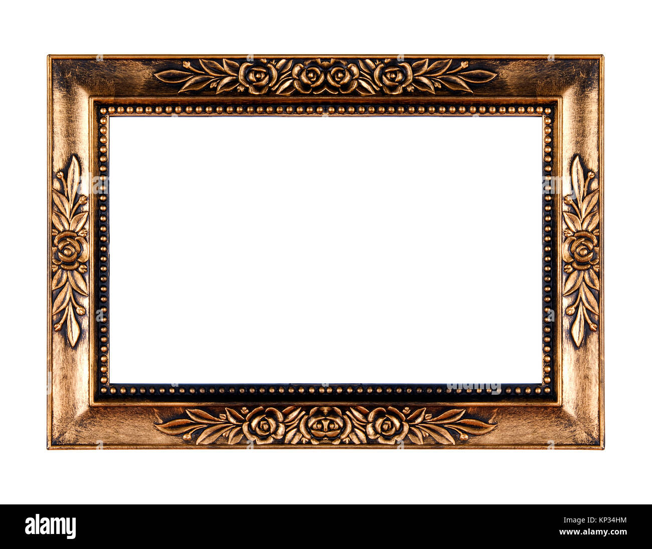 Old Gold Picture Frame on white background Stock Photo - Alamy