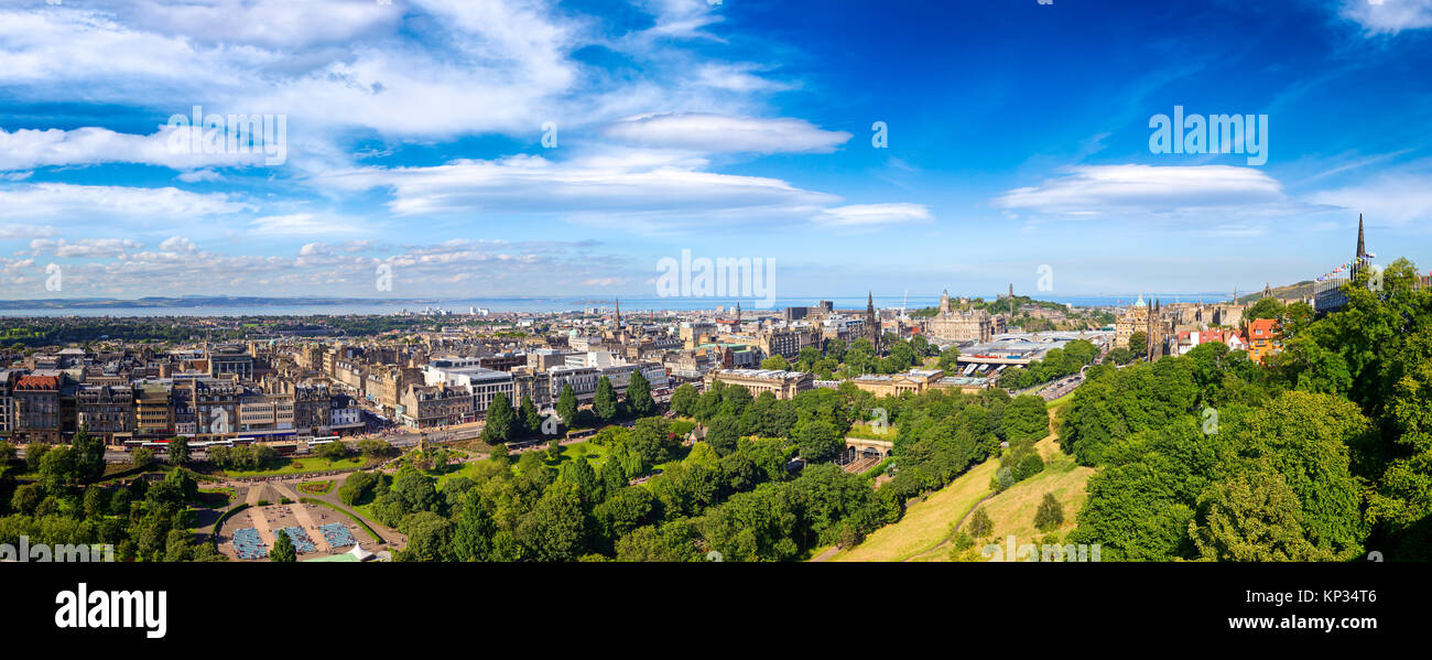 Panoramic cityscape of Edinburgh, the capital city of Scotland as ...