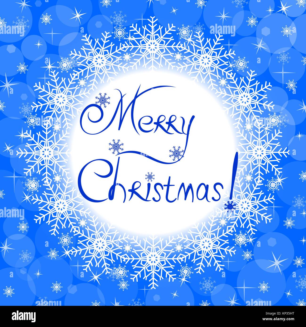 Blue Christmas card with the greeting Merry Christmas Stock Vector ...