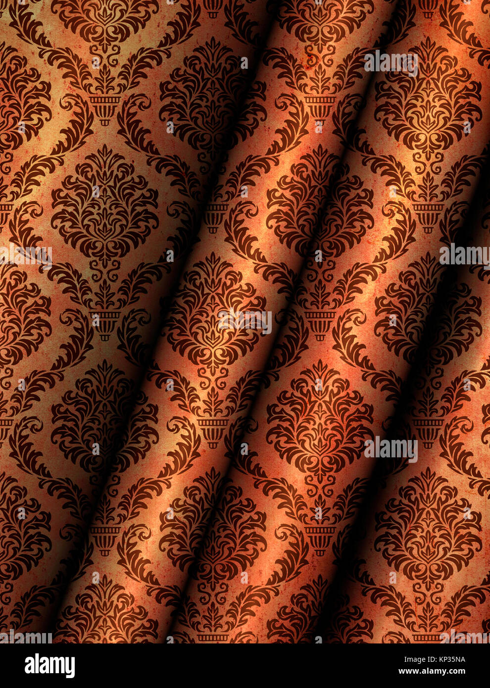 Abstract curtains with decorative ornament and waves Stock Photo - Alamy