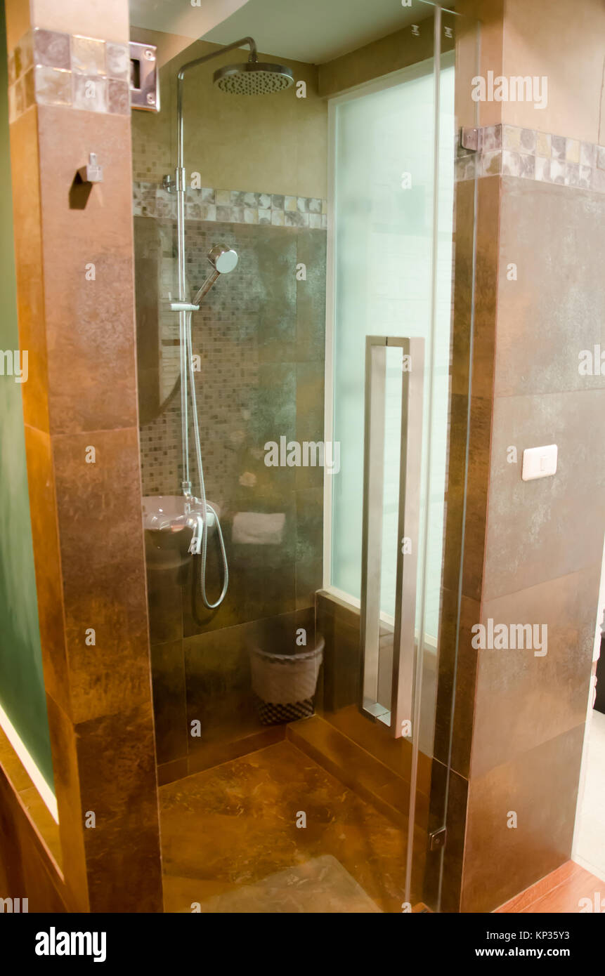 Modern interior bathroom shower Stock Photo - Alamy