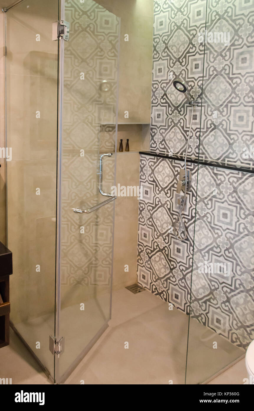 Modern interior bathroom shower Stock Photo - Alamy