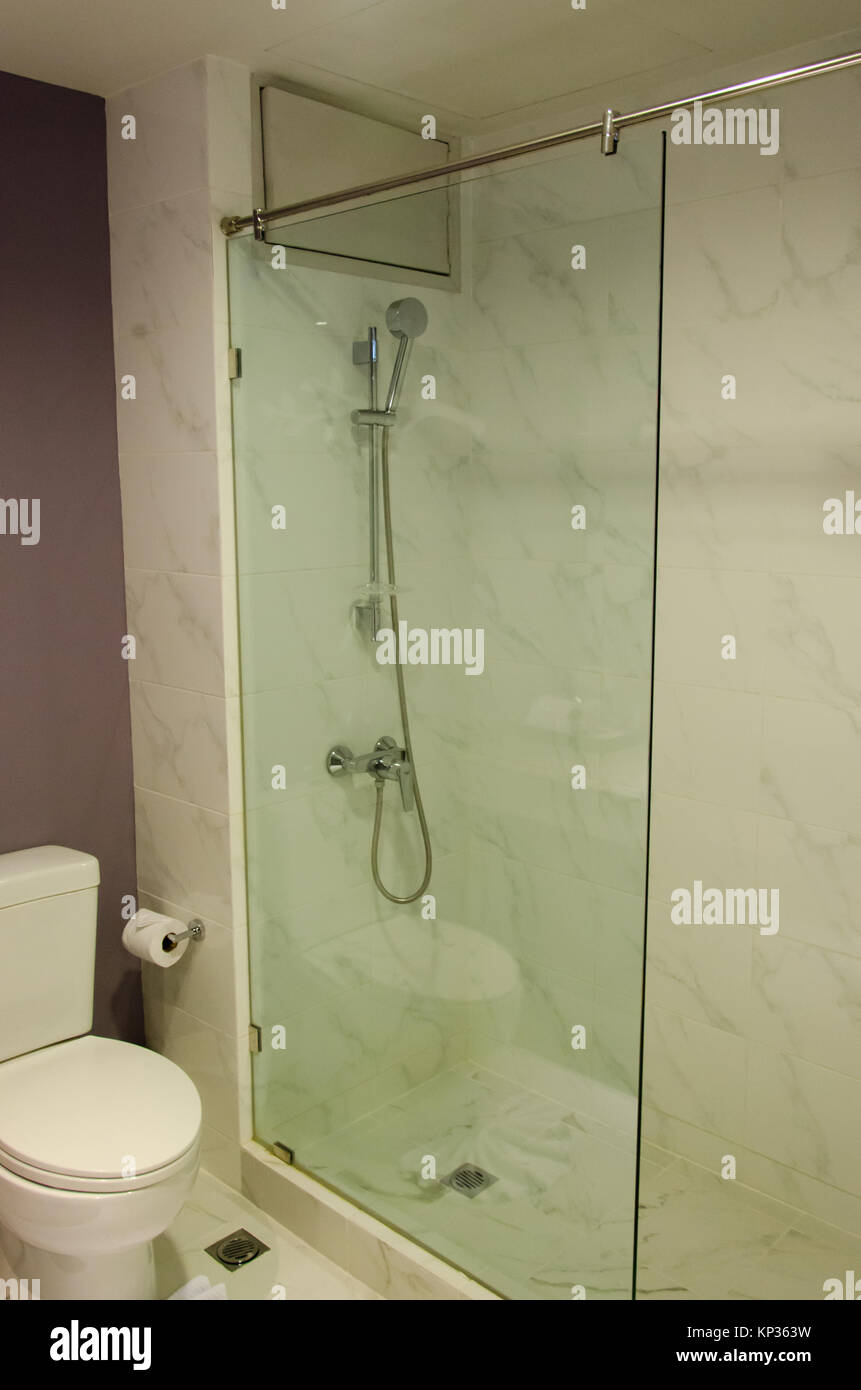 Modern interior bathroom shower Stock Photo - Alamy