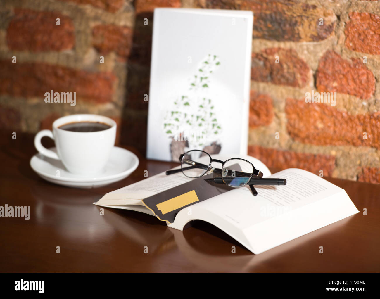 book reading scene, book, book reader, glasses and coffee Stock Photo ...