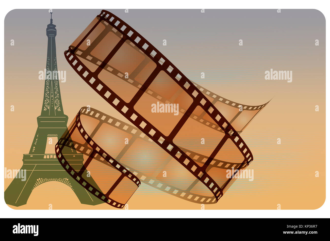 Futuristic background with eiffel tower and reel of film for the design ...
