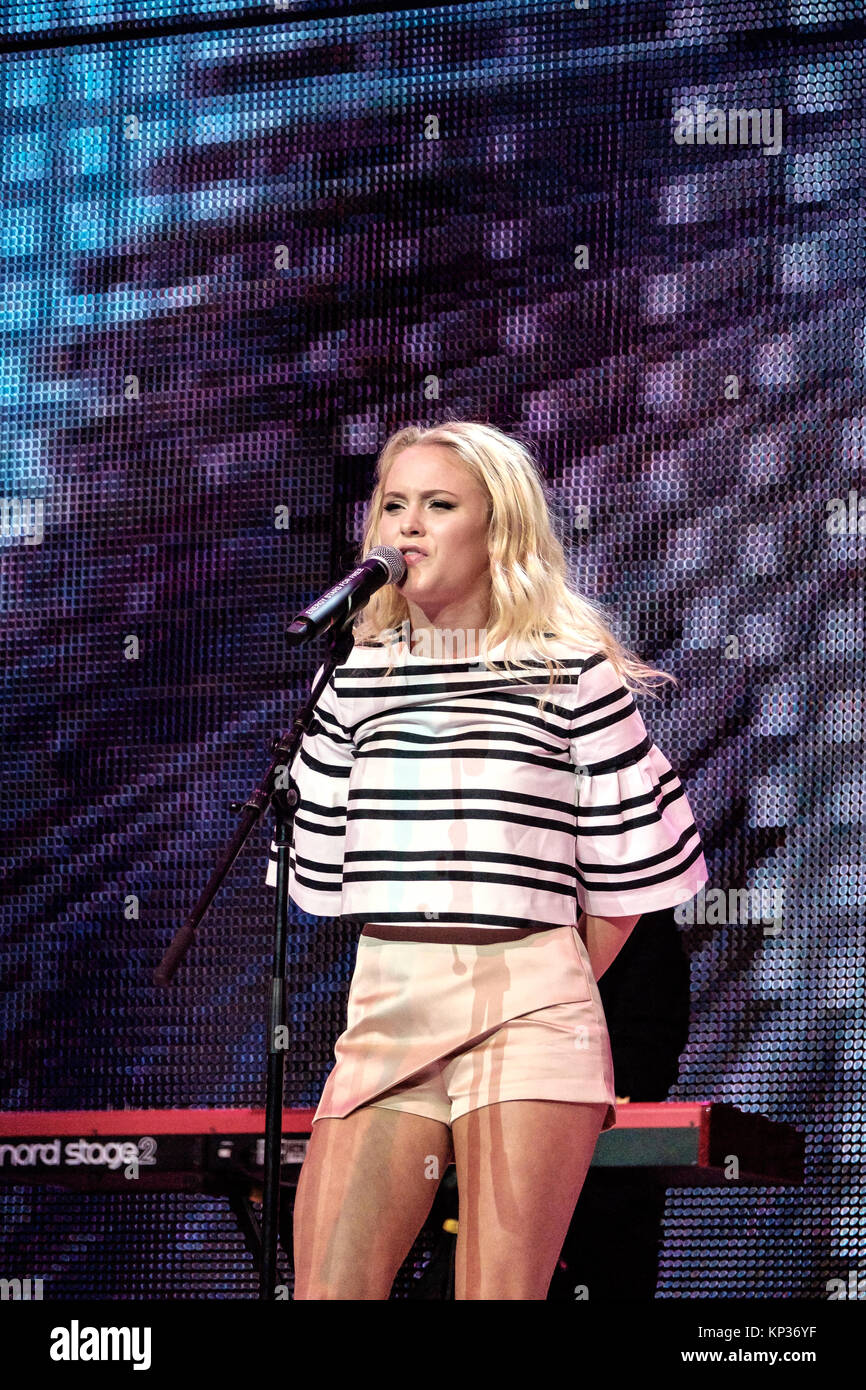 The Swedish singer and songwriter Zara Larsson performs a live concert ...