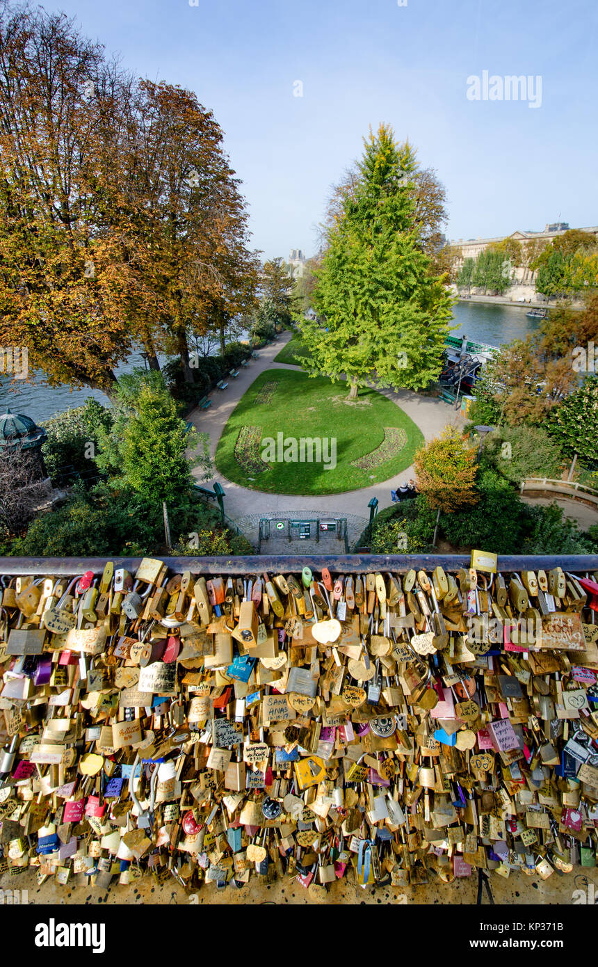 Paris, France. Pont Neuf (bridge) Thousands of Love Locks - padlocks ...