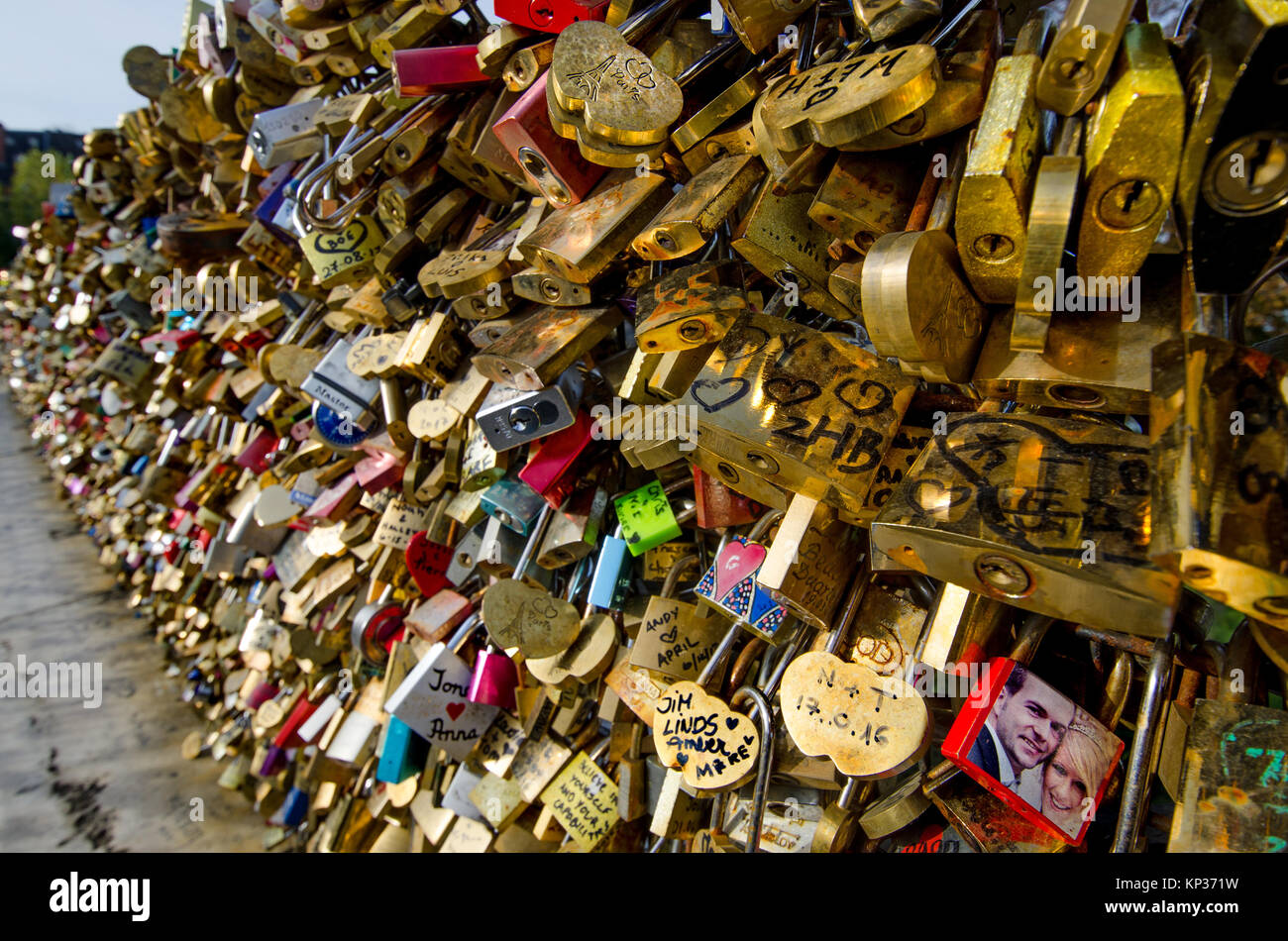 Paris, France. Pont Neuf (bridge) Thousands of Love Locks - padlocks ...