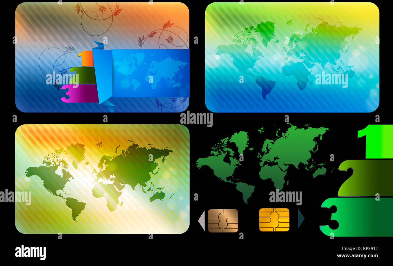 Business card template set. Green abstract background and elements on a ...