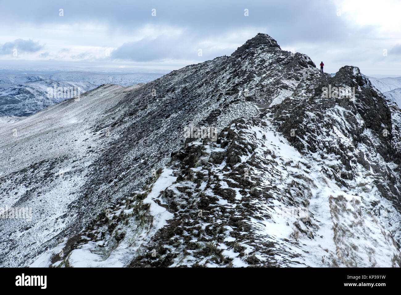 Striding Edge, a ridge leading onto the mountain of Helvellyn in The ...