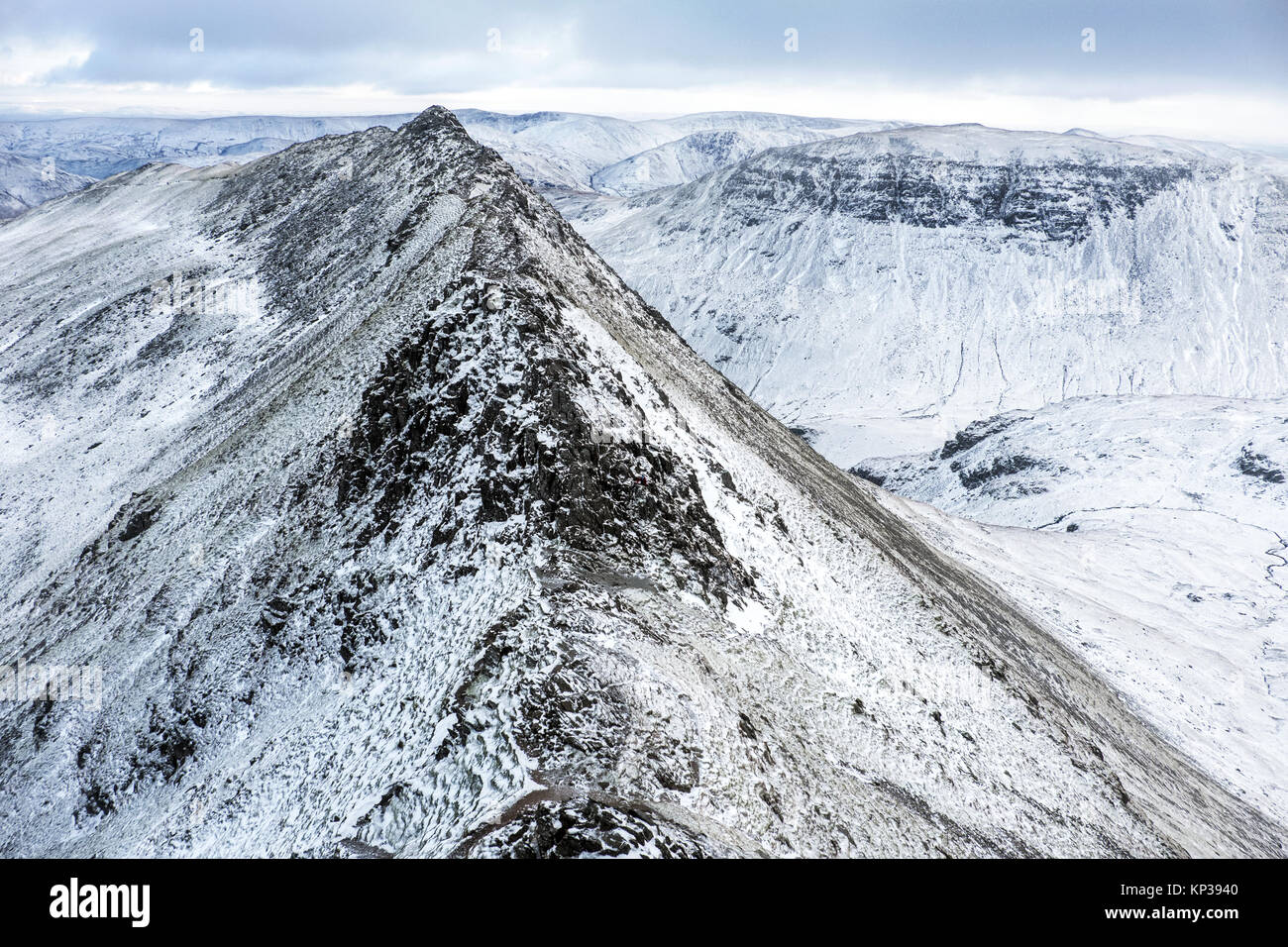Striding Edge, a ridge leading onto the mountain of Helvellyn in The ...