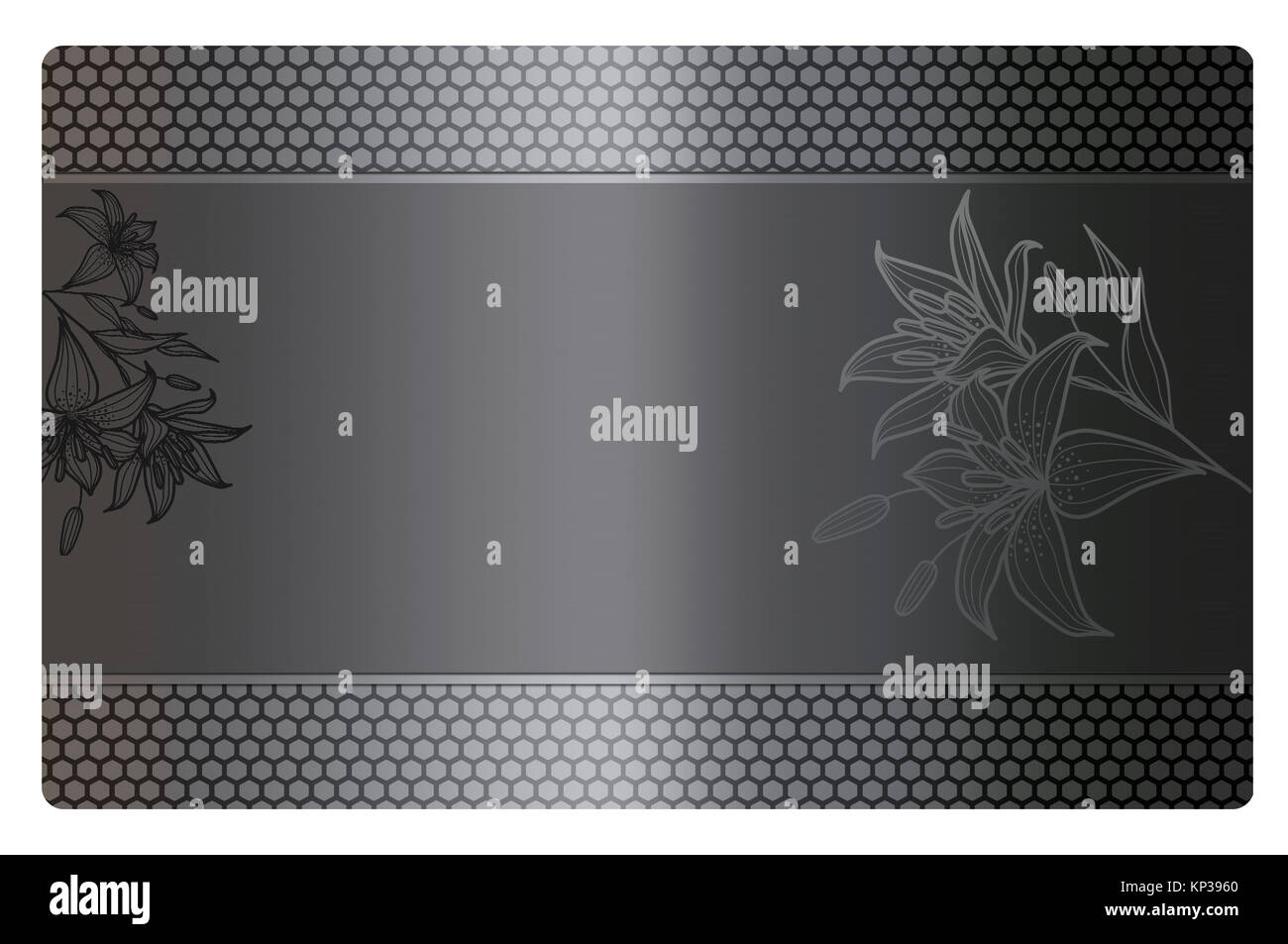 Business or gift card template. Silver floral background Stock Photo ...