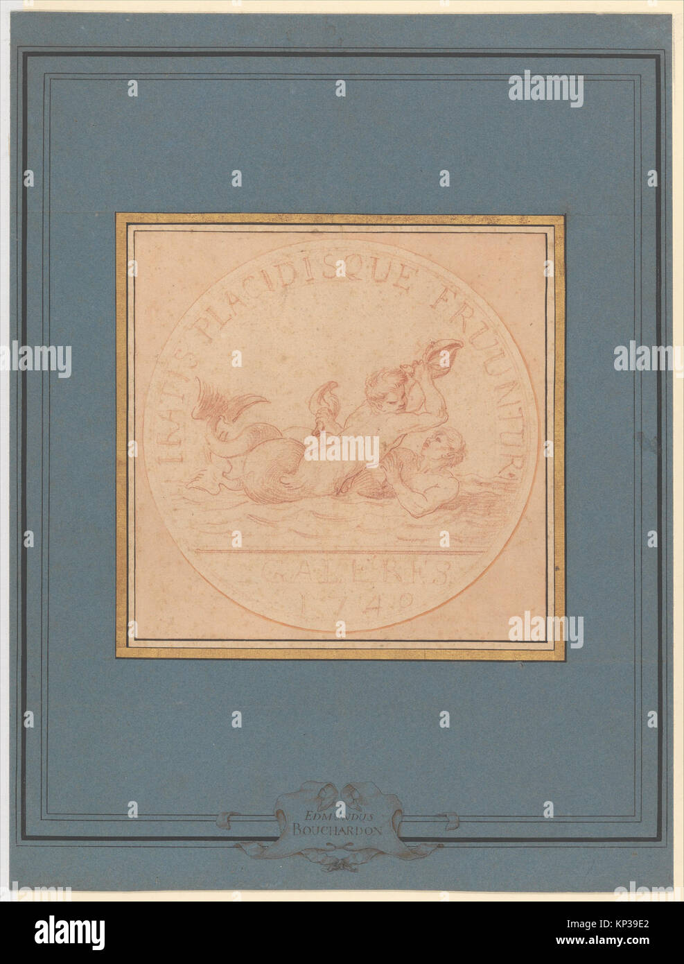 A design for a token dated 1740, showing symbolic imagery and ...