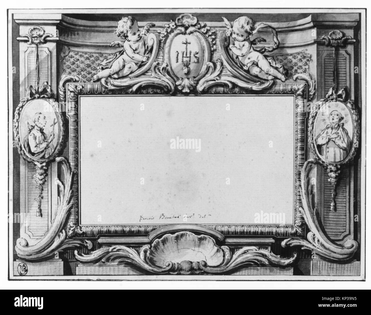 Design for a Frontispiece Surmounted by the Sacred Monogram IHS MET ...