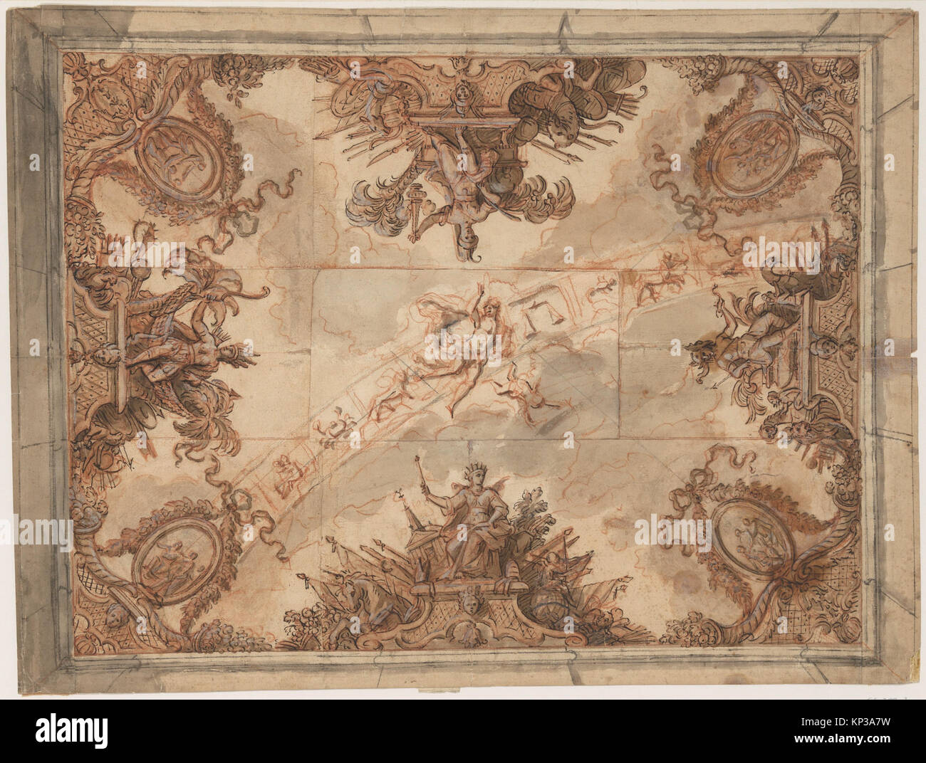 This ceiling decoration features allegorical representations of the ...