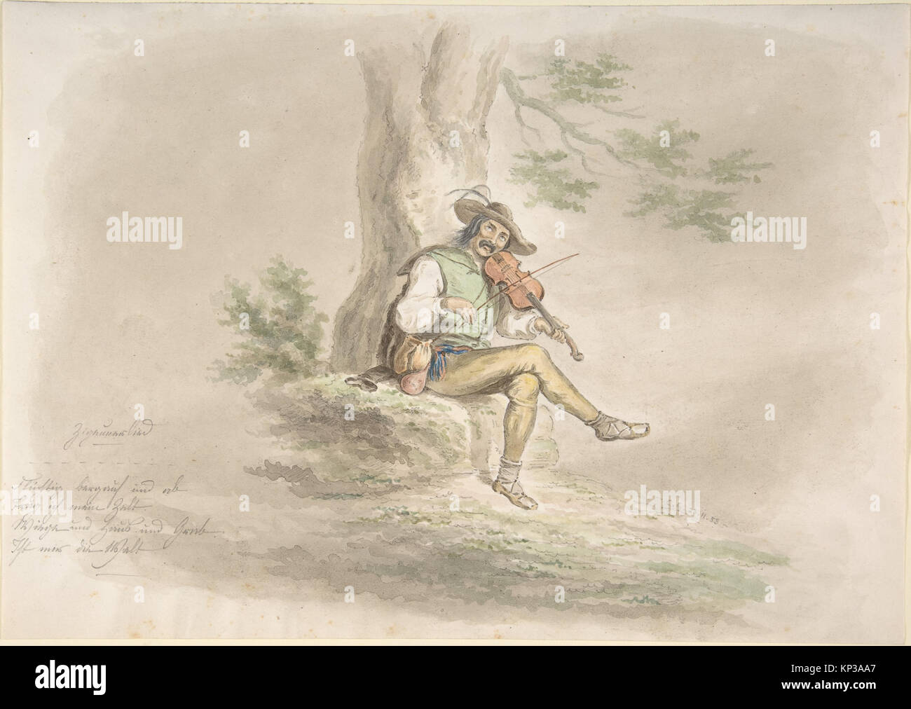 This 1858 drawing, 'Gypsy Fiddler' by an anonymous German artist ...