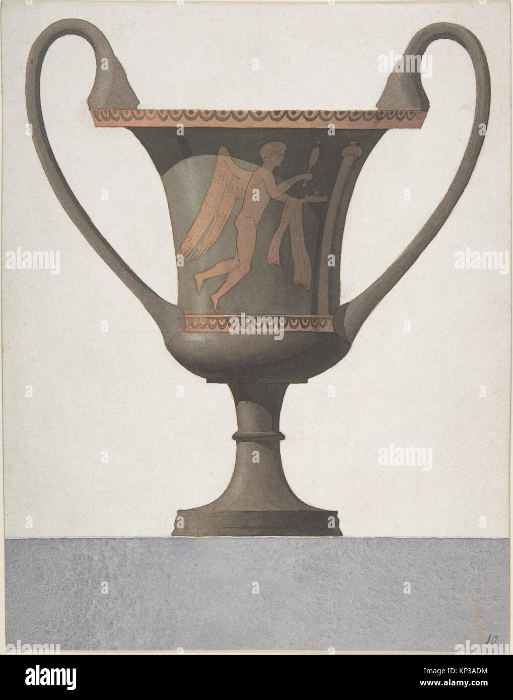 This 18th-century French watercolor drawing depicts a Greek vase ...