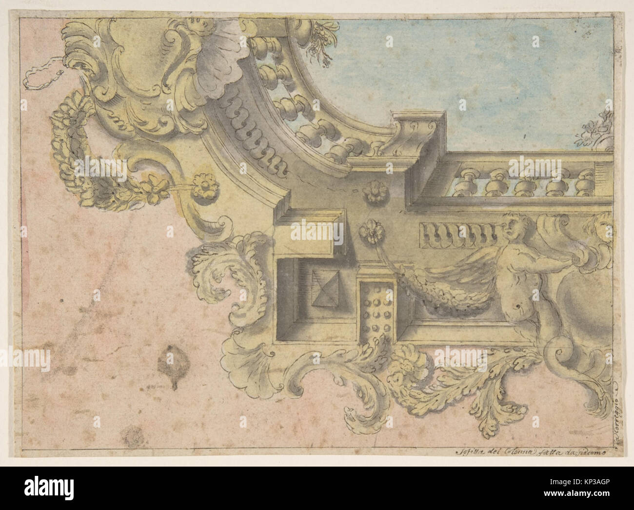 Design for a Decorated Ceiling with Putti and Garlands and a ...