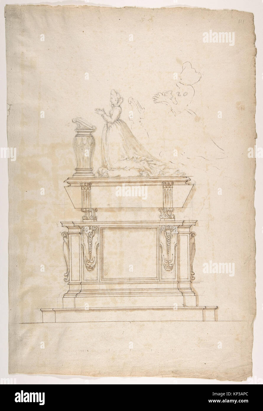 This design illustrates a 17th-century European lady's tomb featuring ...